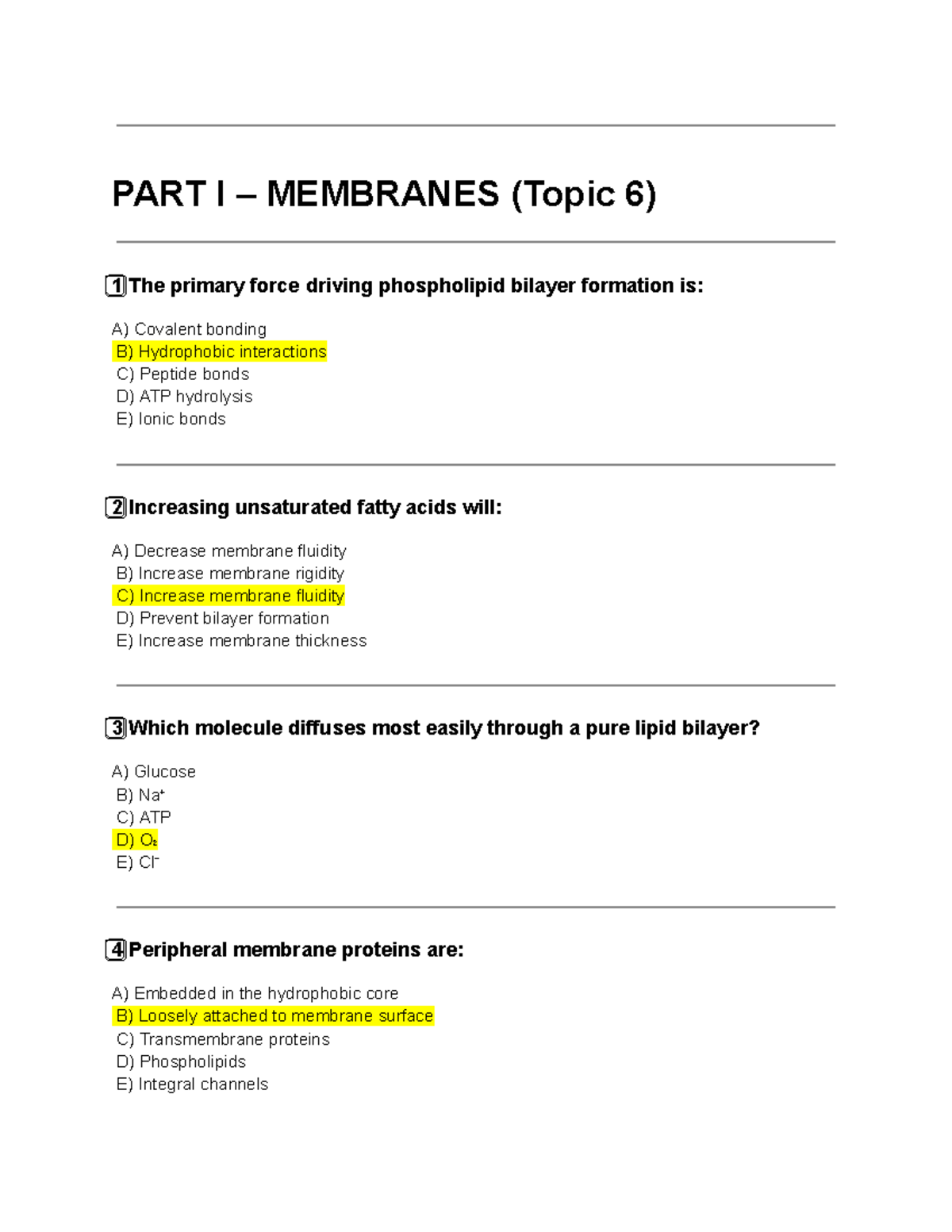 Biology 101: Membranes, Transport, and Genetic Code Quiz - Studocu