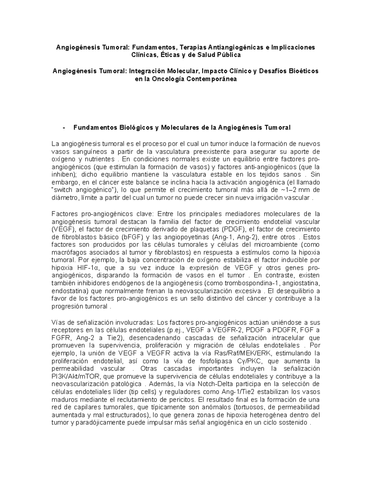 Angiogénesis Tumoral: Fundamentos y Terapias Antiangiogénicas (BIO 101 ...