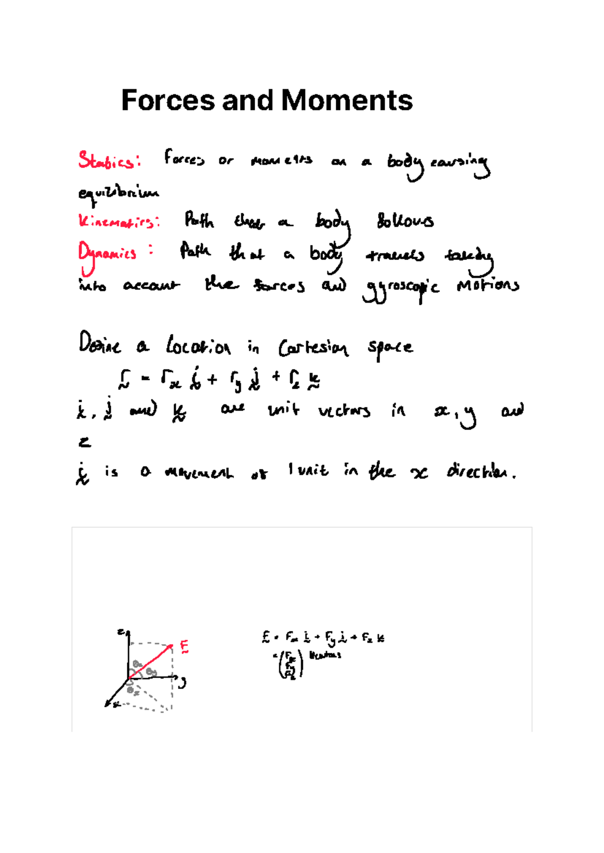 Forces and Moments - Forces and Moments Statics: Forces or moments on a body causing equilibrium ...