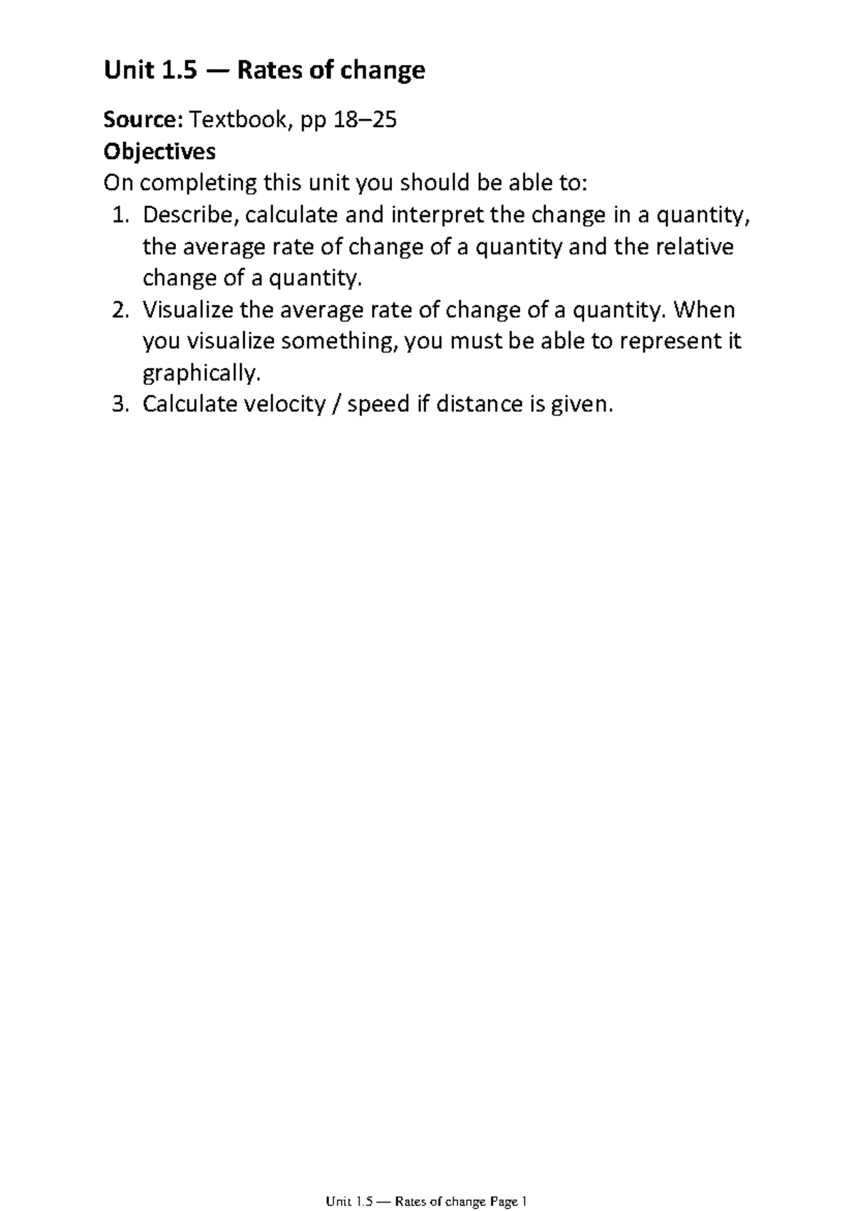 Unit 1.5 — Rates of Change: Key Concepts & Annotations - Studocu