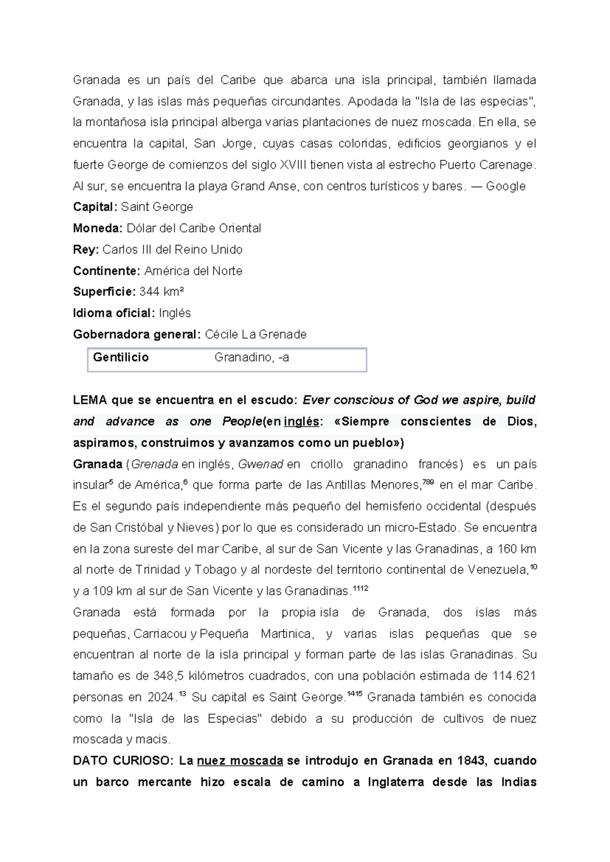 Teoría sobre Granada: Historia, Cultura y Geografía del País Caribeño ...