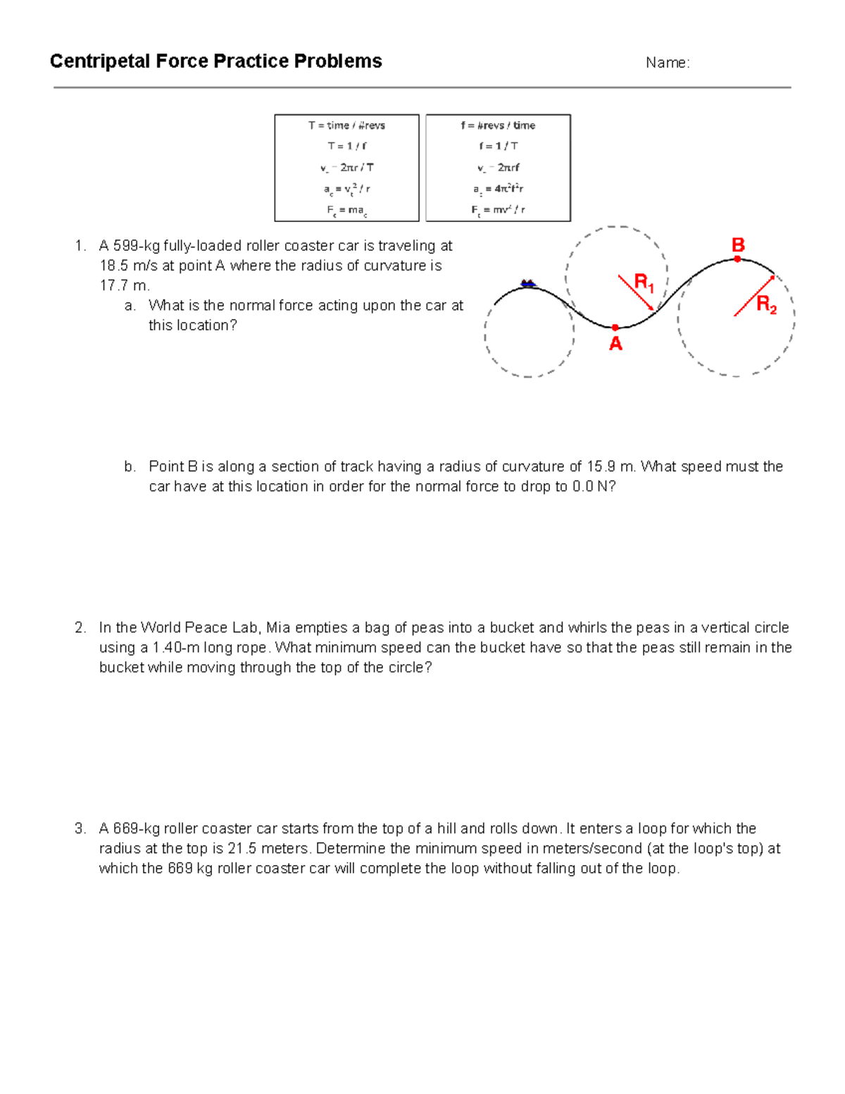 Centripetal Force Problems: Practice Questions & Solutions - Studocu