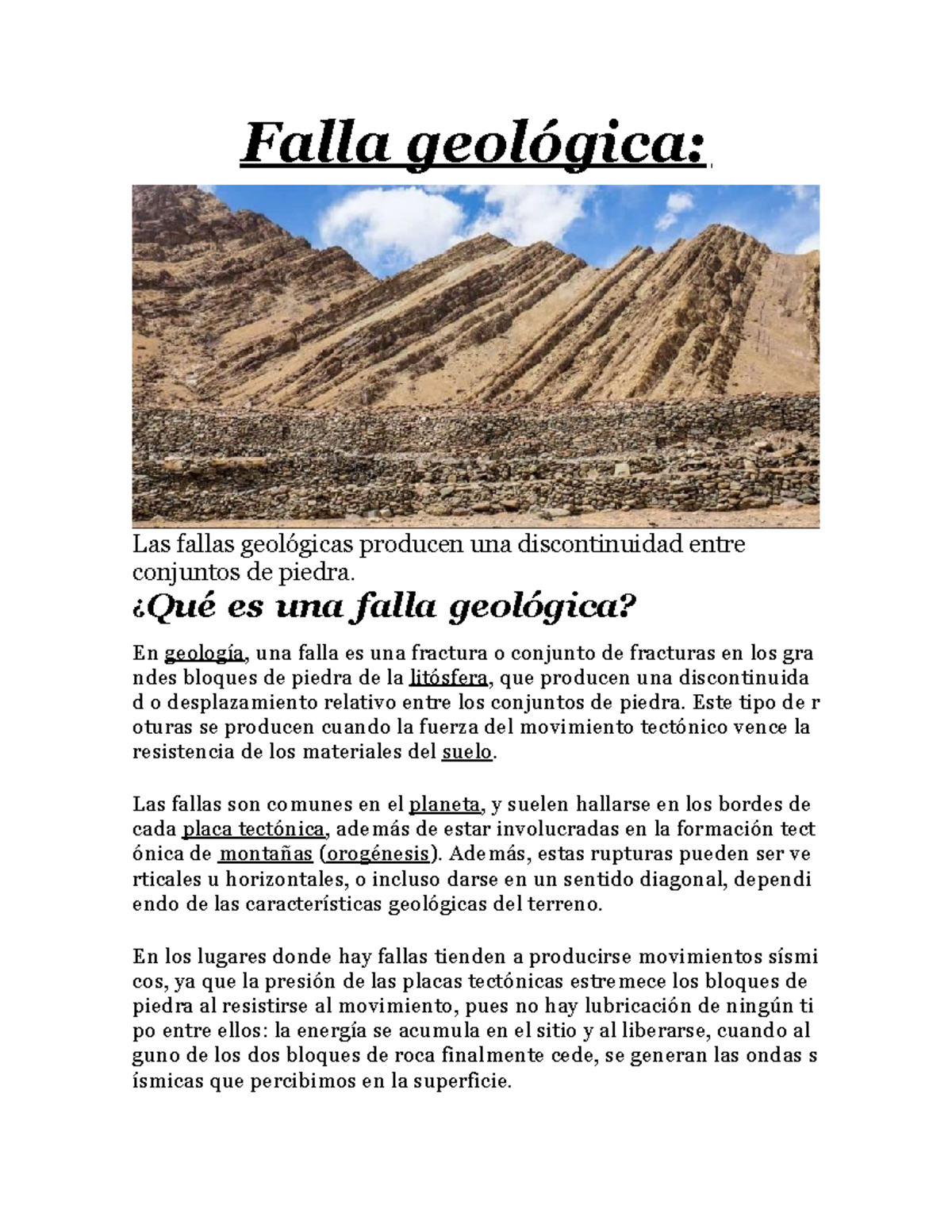 Fallas Geológicas en el Mundo: Tipos y Ejemplos Relevantes - Studocu