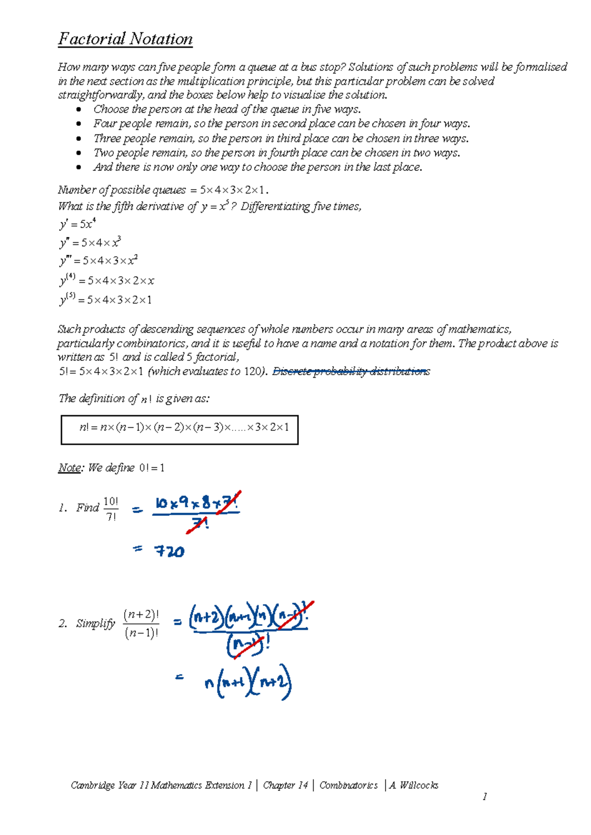 Cambridge Year 11 Mathematics Extension 1 │ Chapter 14 │ Combinatorics ...