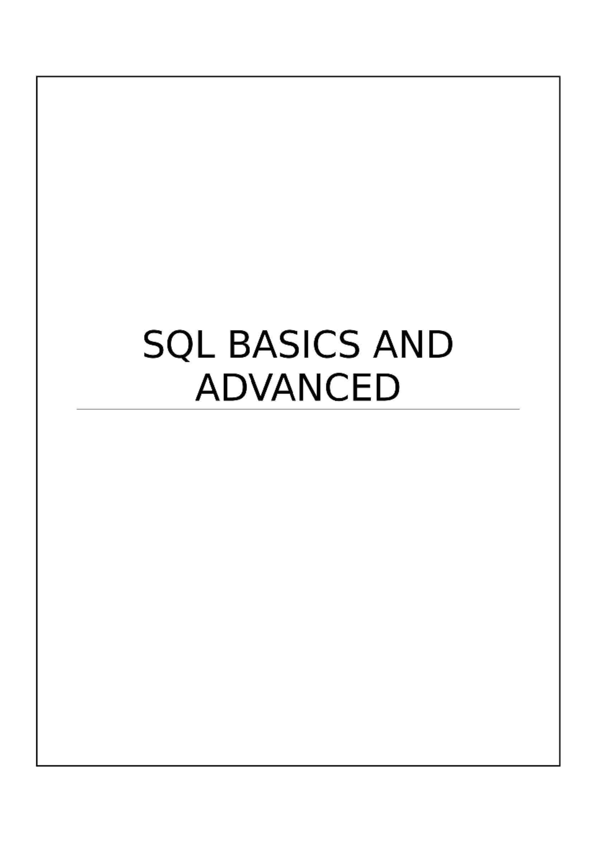 SQL 101 & Advanced Concepts: A Comprehensive Guide - Studocu