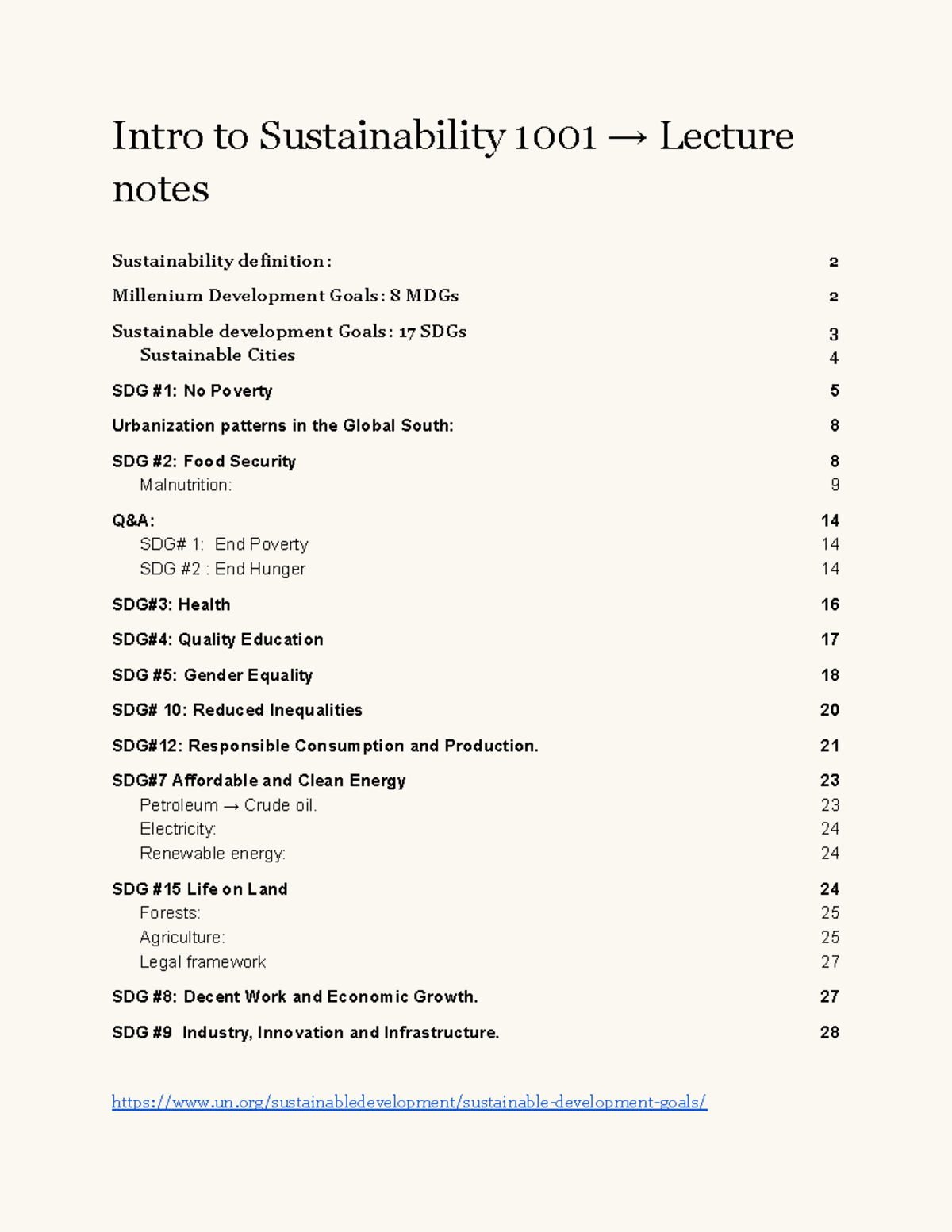 Sustainability Lecture Notes: Understanding SDGs in Intro to ...