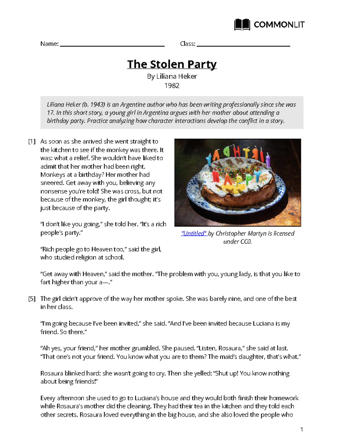 The Stolen Party-student copy - Name: Class: "Untitled" by Christopher ...
