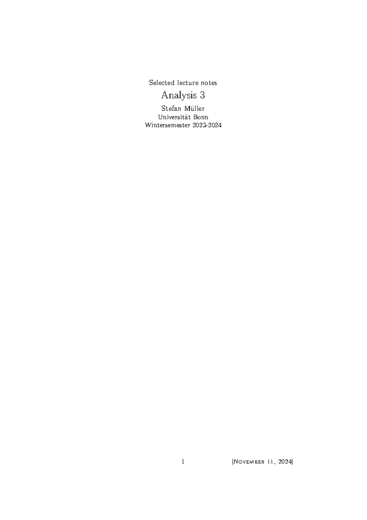 Analysis 3 - Lecture Notes on Measurable Functions and Integration ...