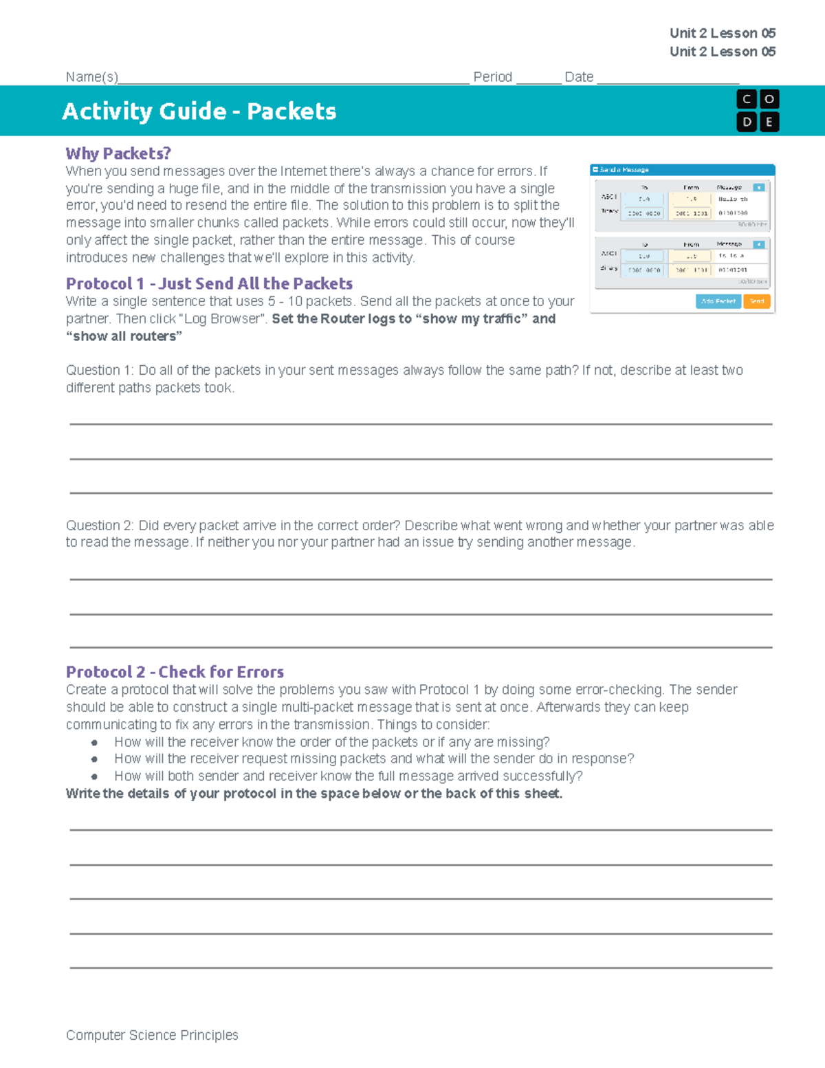 Activity Guide - Packets - Unit 2 Lesson 05 - Unit 2 Lesson 05 Unit 2 ...