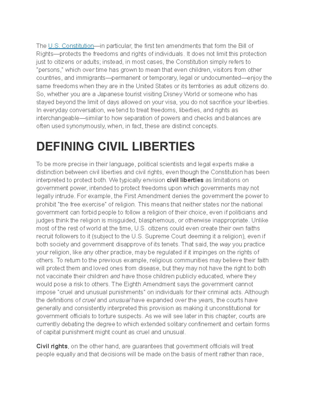 Civil Liberties and Rights in the U.S. Constitution: A Comprehensive ...