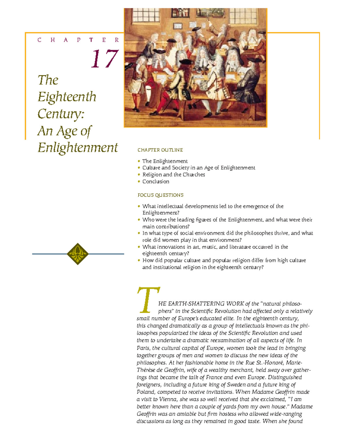 CHAPTER 17: The Eighteenth Century - An Age of Enlightenment Overview ...