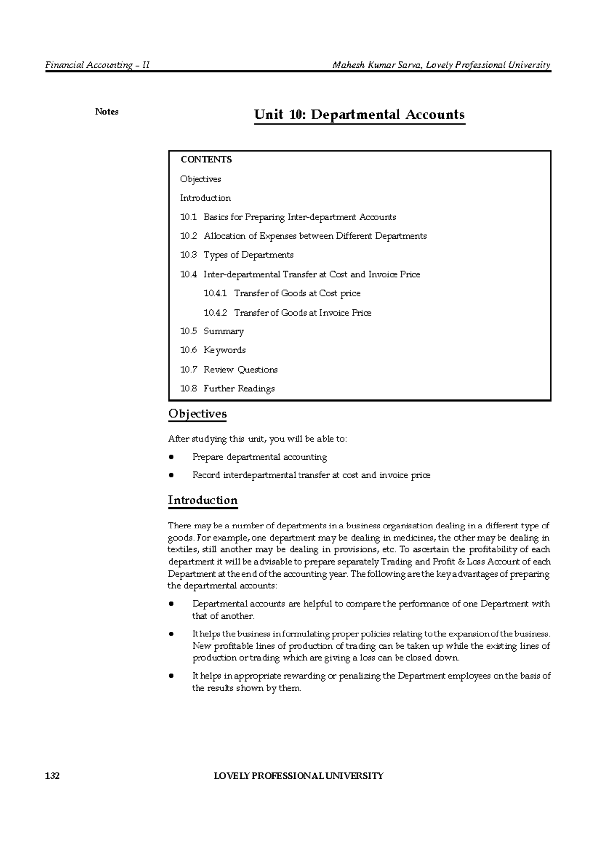 Financial Accounting II: Unit 10 - Departmental Accounts Overview - Studocu