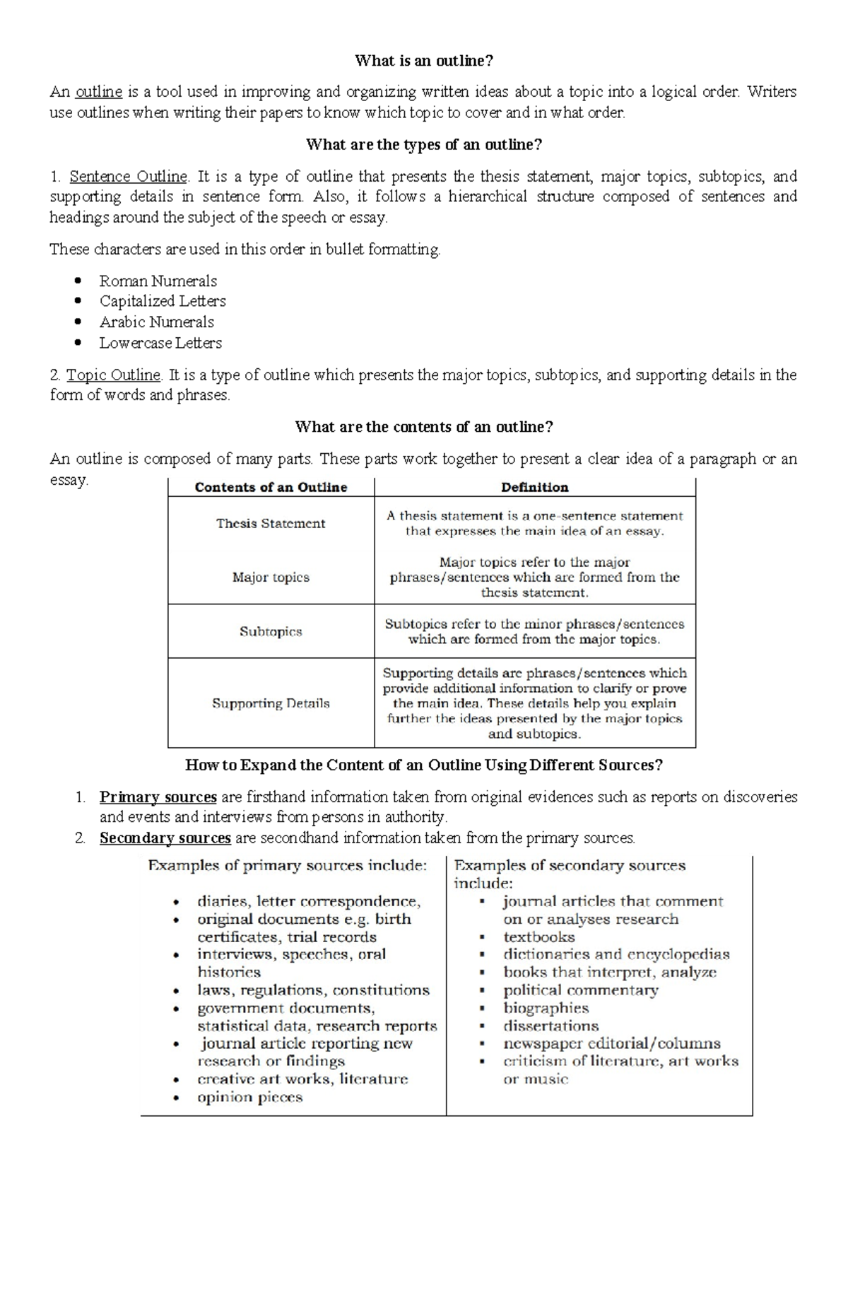 Outline and its Types - What is an outline? An outline is a tool used ...