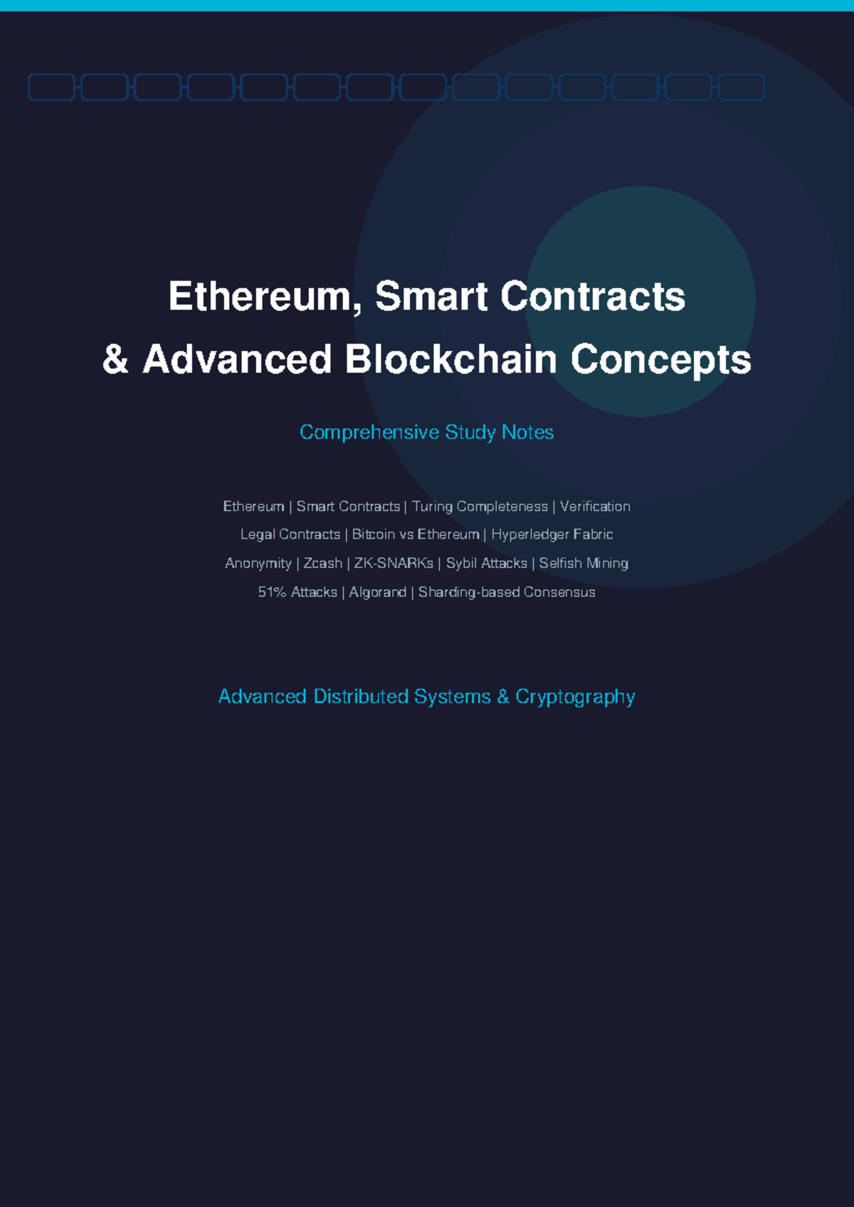 Ethereum Smart Contracts & Advanced Blockchain Concepts Study Notes ...