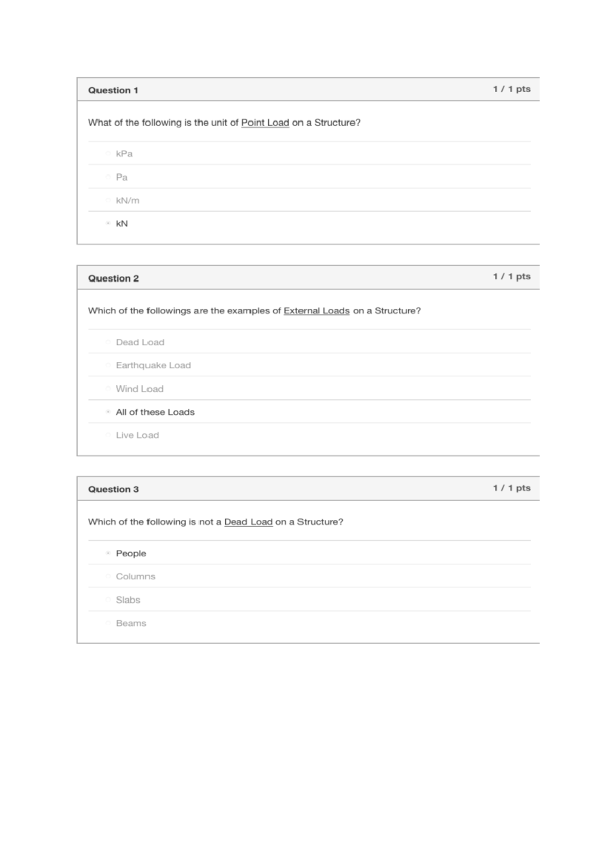 Conceptual Quiz 1 - Loads & Structure Unit Conversion (DL, LL) - Studocu