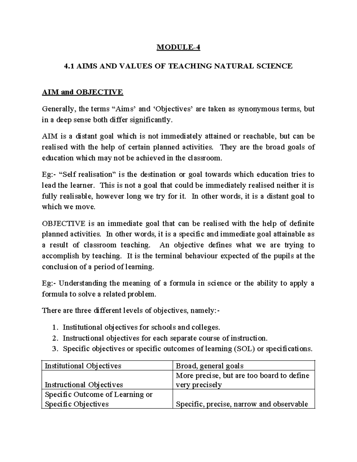 Aims and Values in Teaching Natural Science: Understanding Goals and ...