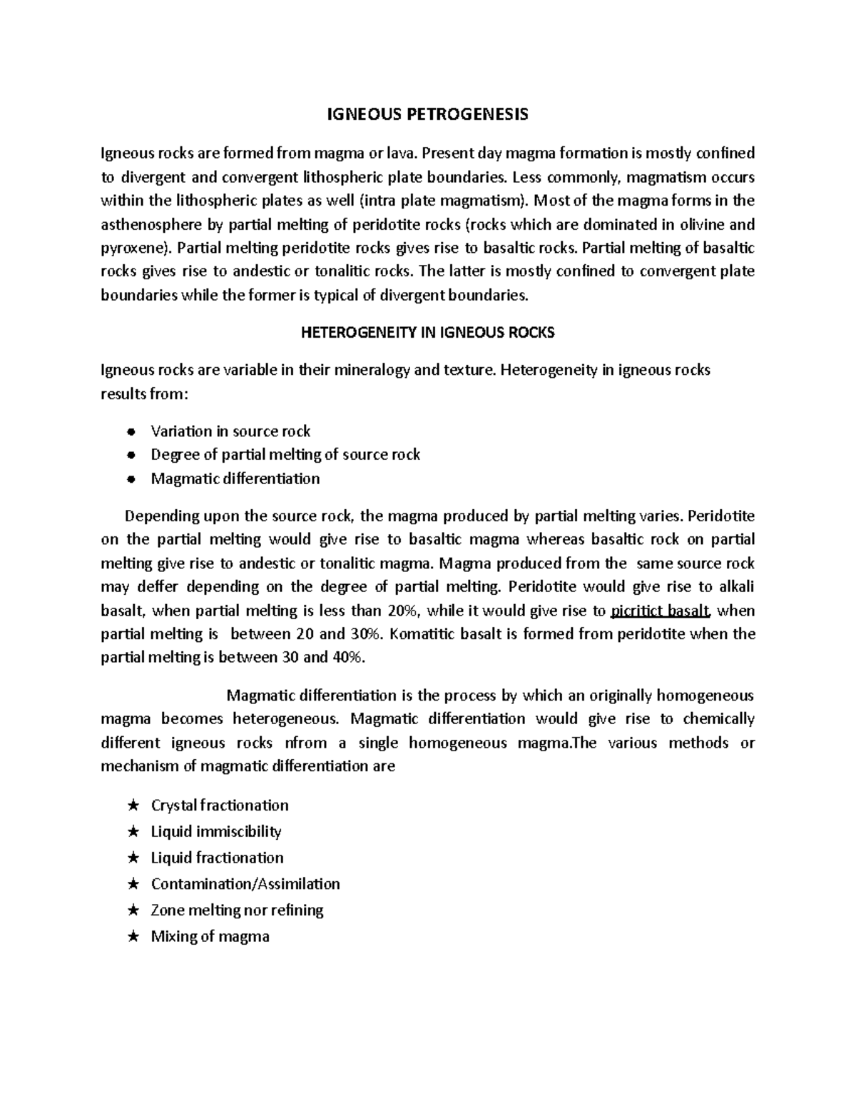 Igneous Petrogenesis - IGNEOUS PETROGENESIS Igneous rocks are formed ...