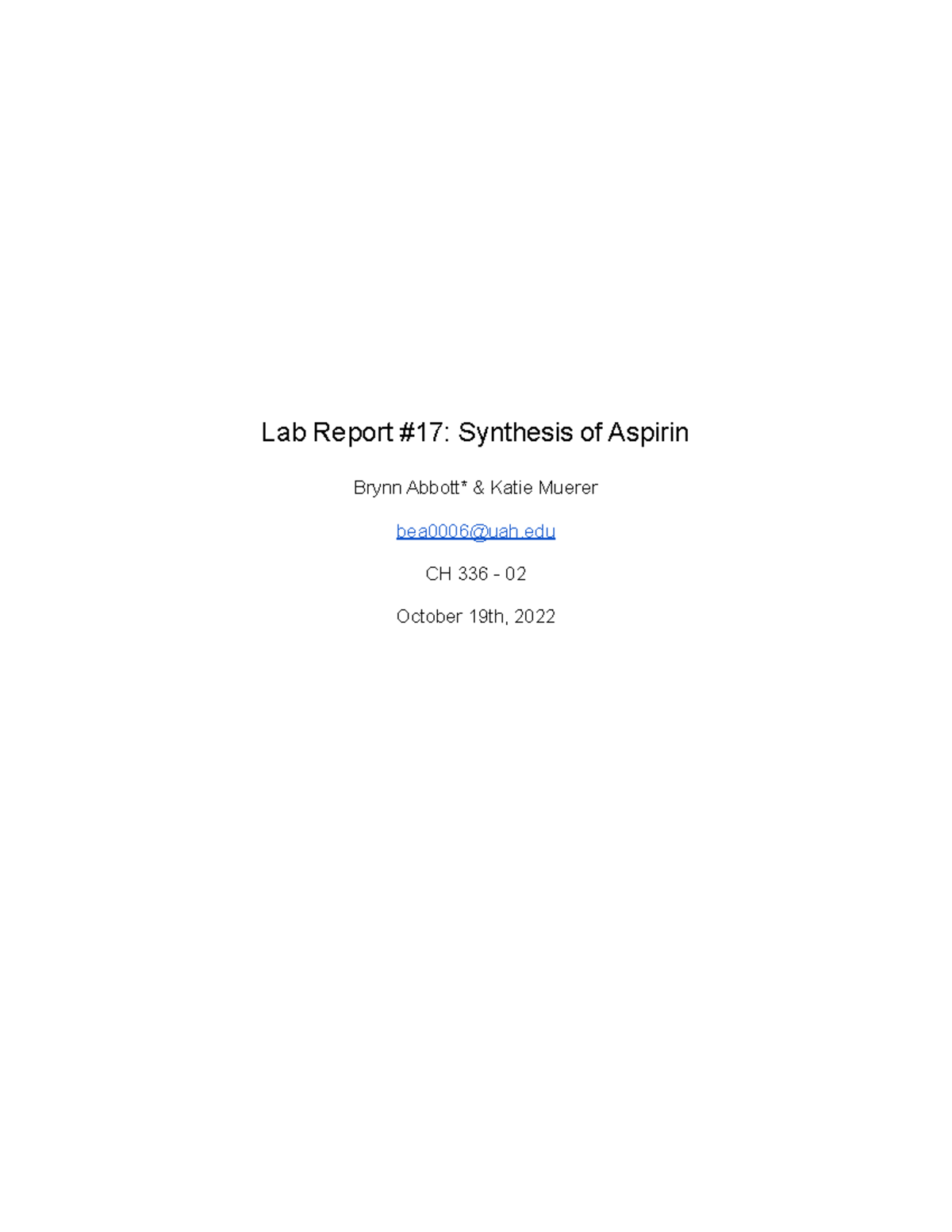 Lab Report 17 Synthesis Of Aspirin Deprecated Api Usage The Svg Back End Is No Longer