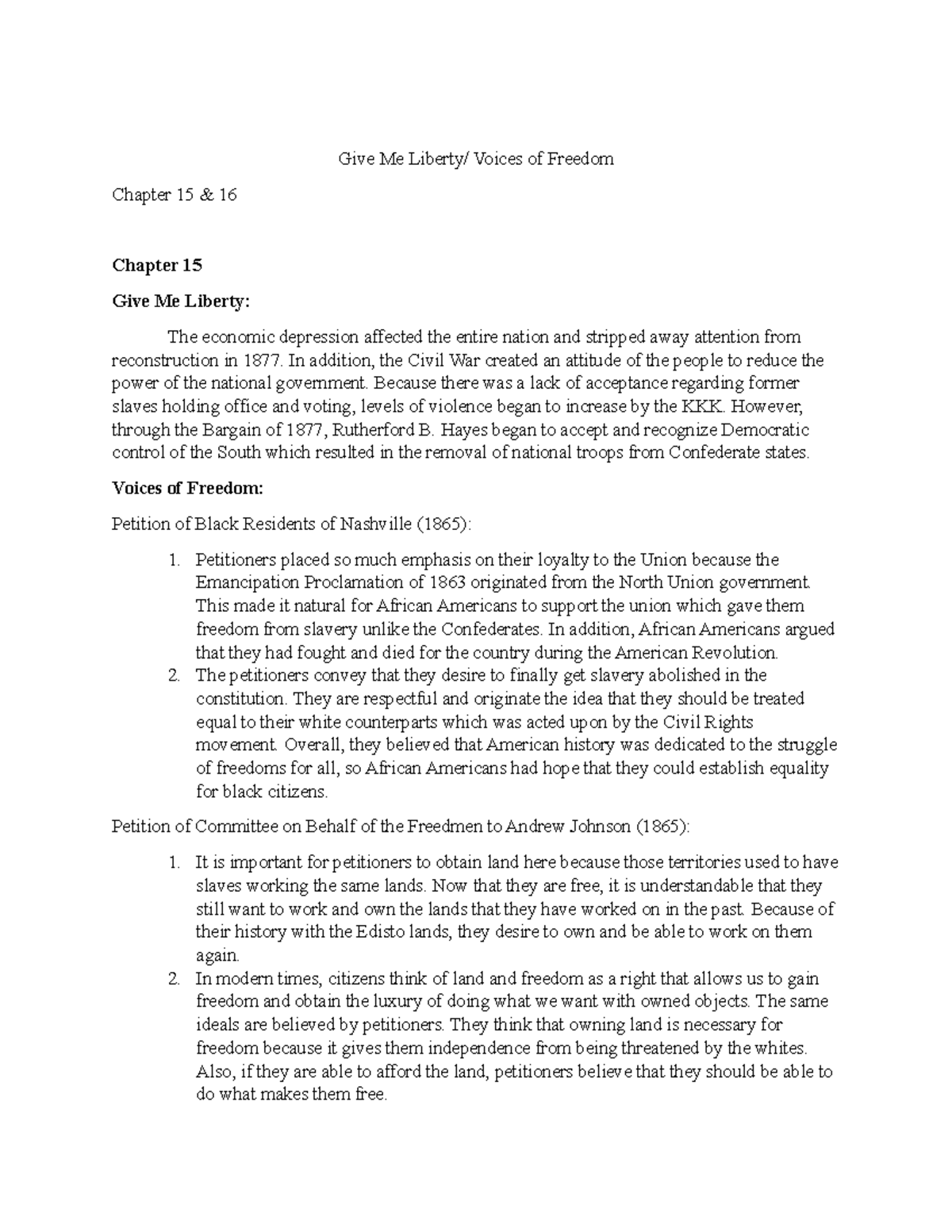 Chapter 15 & 16 Analysis - Give Me Liberty / Voices of Freedom (HIST 2 ...