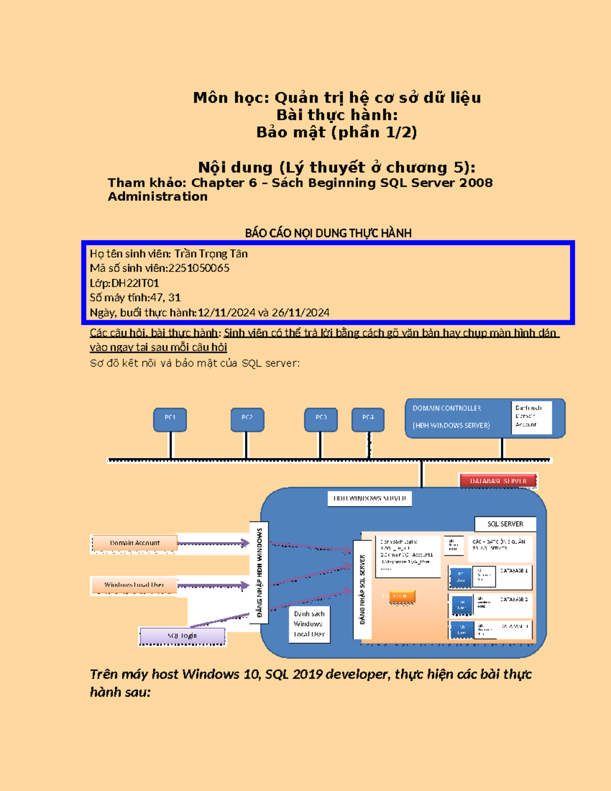 Thực Hành Bảo Mật SQL Server - Môn Quản Trị Hệ CƠ SỞ DỮ LIỆU (QTCSDL ...