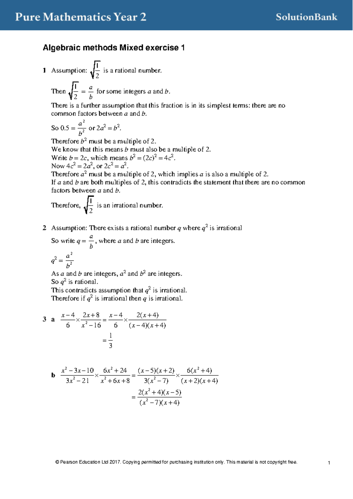 Alevelsb p2 ex1mix - answer for mix exercise in book - Algebraic methods Mixed exercise 1 1 ...