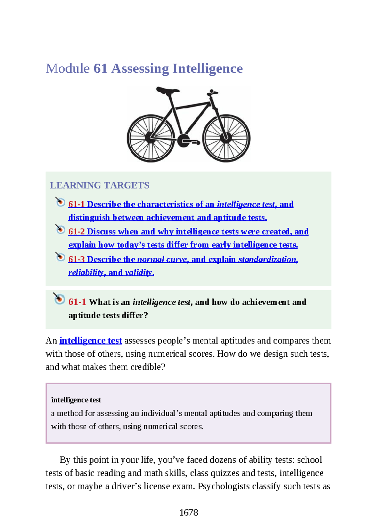 Module 61 Assessing Intelligence - Module 61 Assessing Intelligence ####### LEARNING TARGETS 61 ...