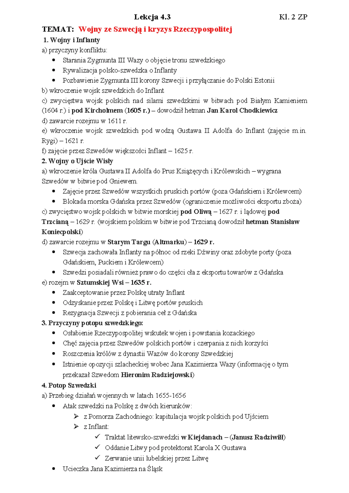 4. Od Potęgi do Kryzysu: Kluczowe Wydarzenia w Rzeczypospolitej - Studocu