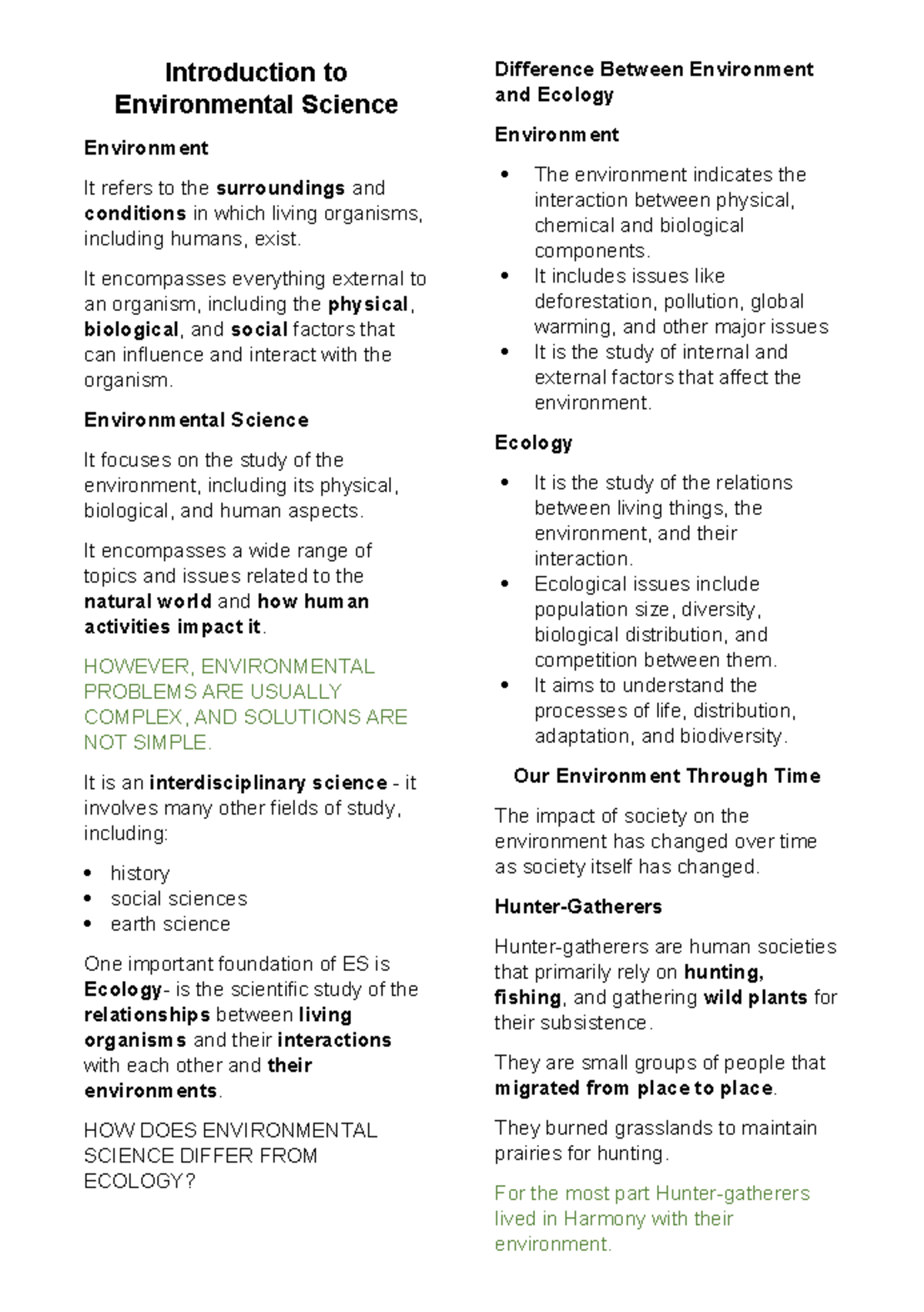 Introduction to Environmental Science rev - Introduction to ...