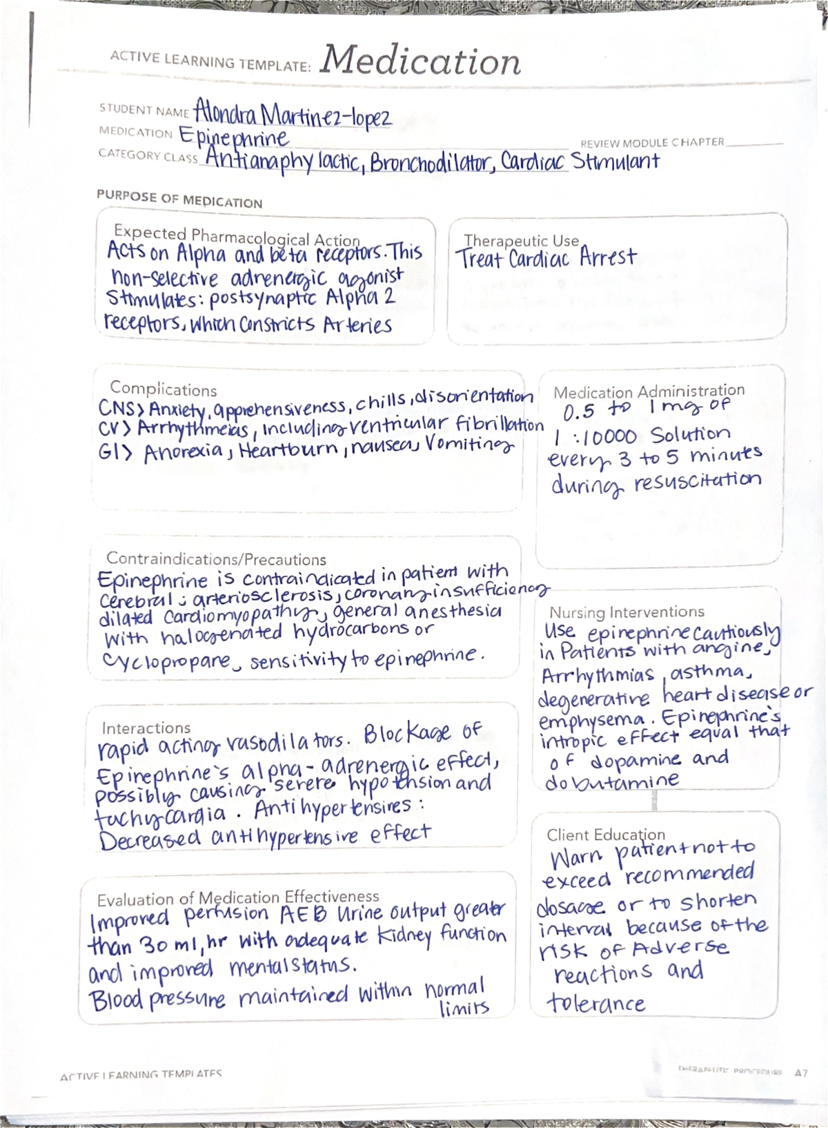 Medication cards- pharmacology - ACTIVE LEARNING TEMPLATE: Medication ...