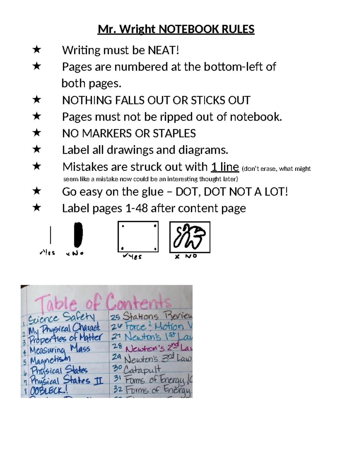 Notebook+ Rules+B - Mr. Wright NOTEBOOK RULES Writing must be NEAT ...
