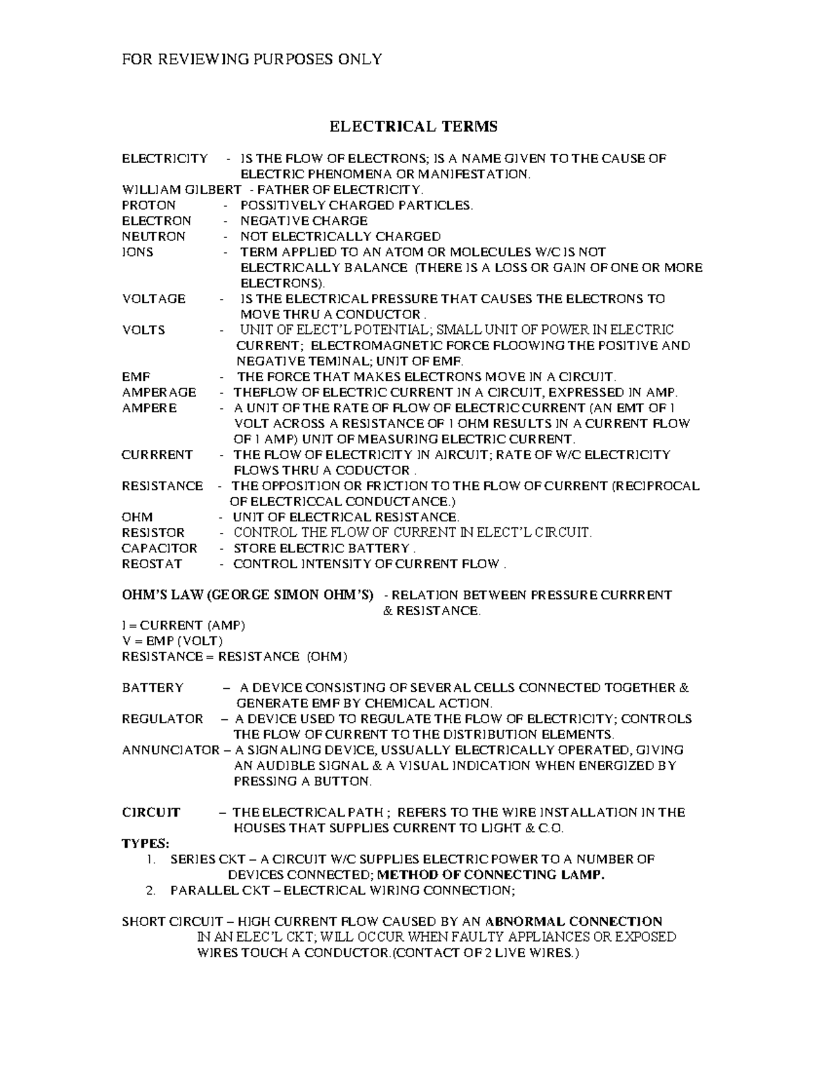 Utilities - Electrical Terms - ELECTRICAL TERMS ELECTRICITY - IS THE ...