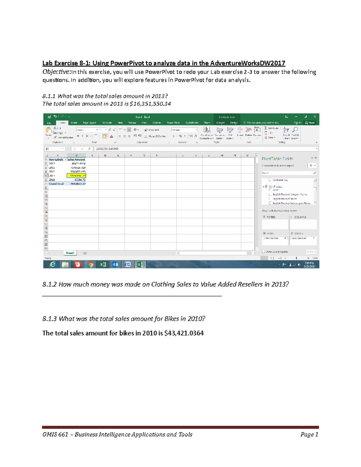Acct1 - Lab Exercise 8-1: PowerPivot Data Analysis Techniques - Studocu