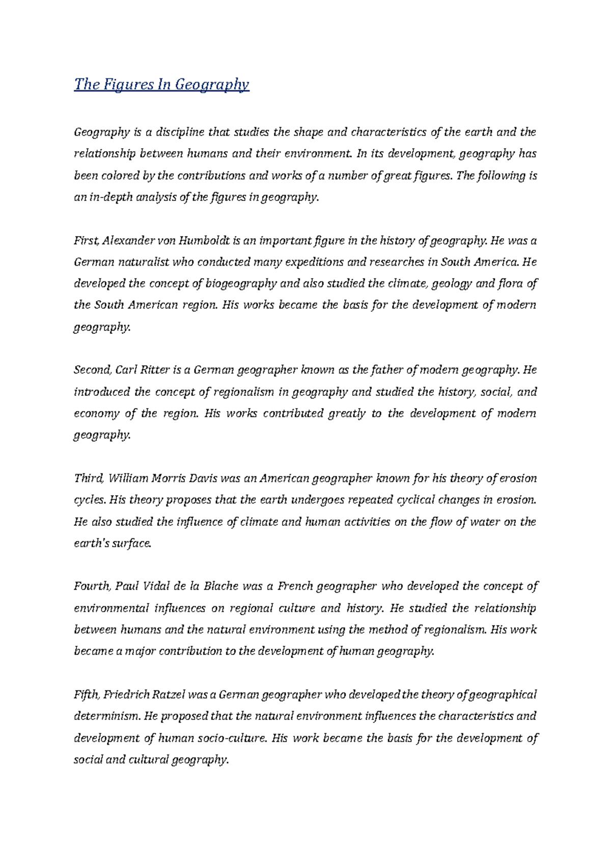 The Figures In Geography - The Figures In Geography Geography is a ...