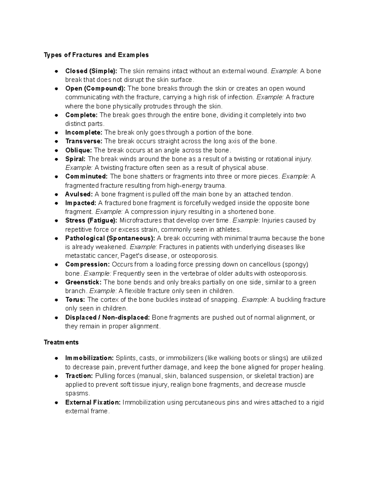 Types of Fractures: A Comprehensive Study Guide - Studocu