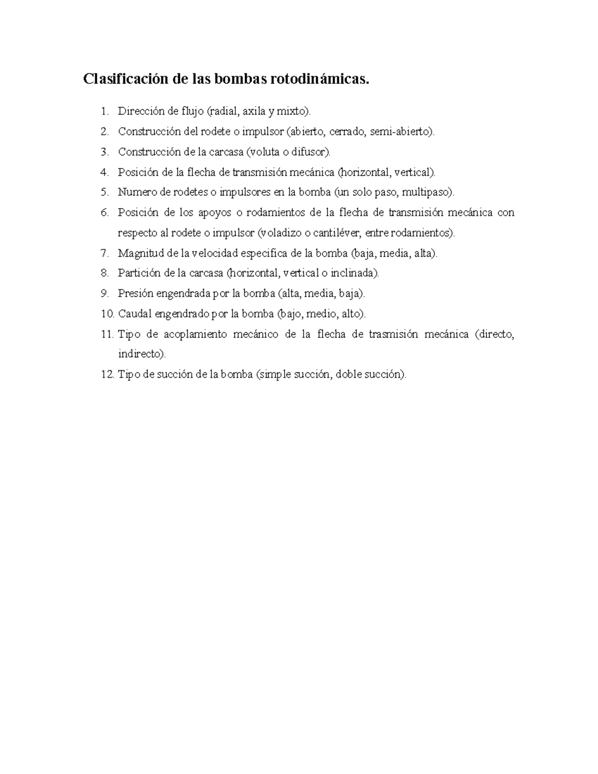 Clasificación de Bombas Rotodinámicas: Tipos y Características - Studocu