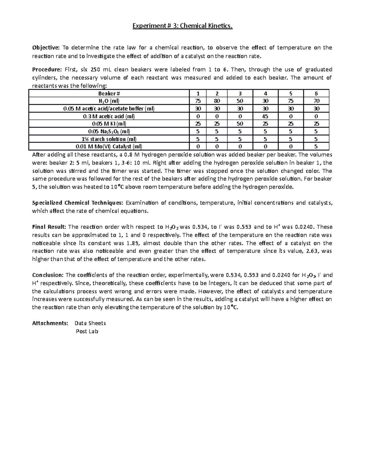 Lab 03 - Exploring Reaction Rates in Chemical Kinetics - Studocu