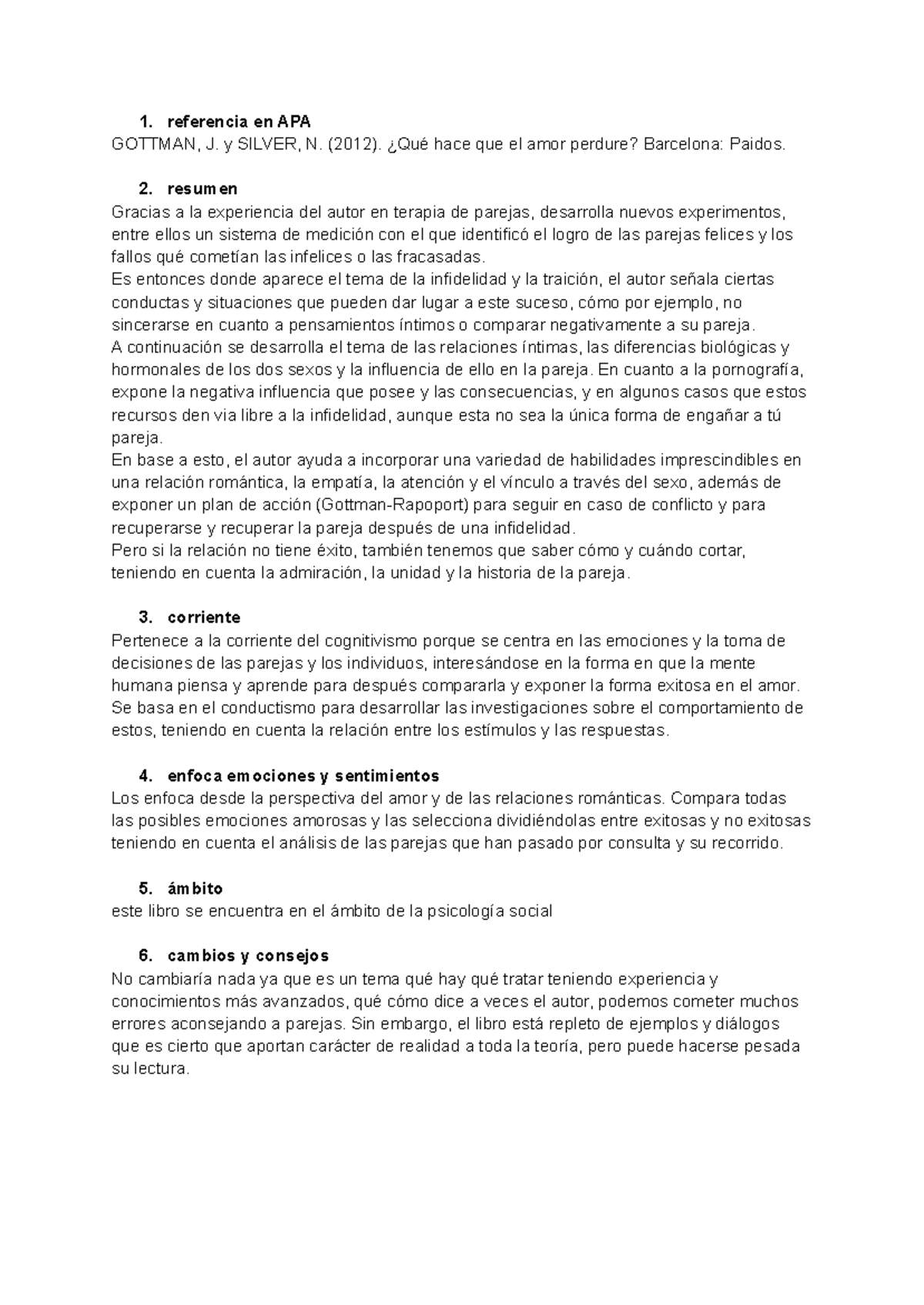 Libro emocion - 1. referencia en APA GOTTMAN, J. y SILVER, N. (2012 ...