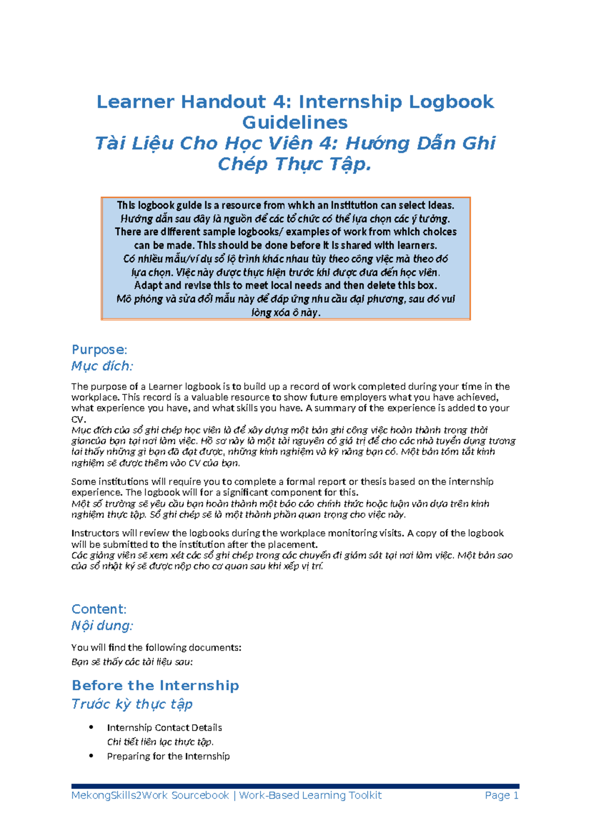 Learner Handout - This logbook guide is a resource from which an ...