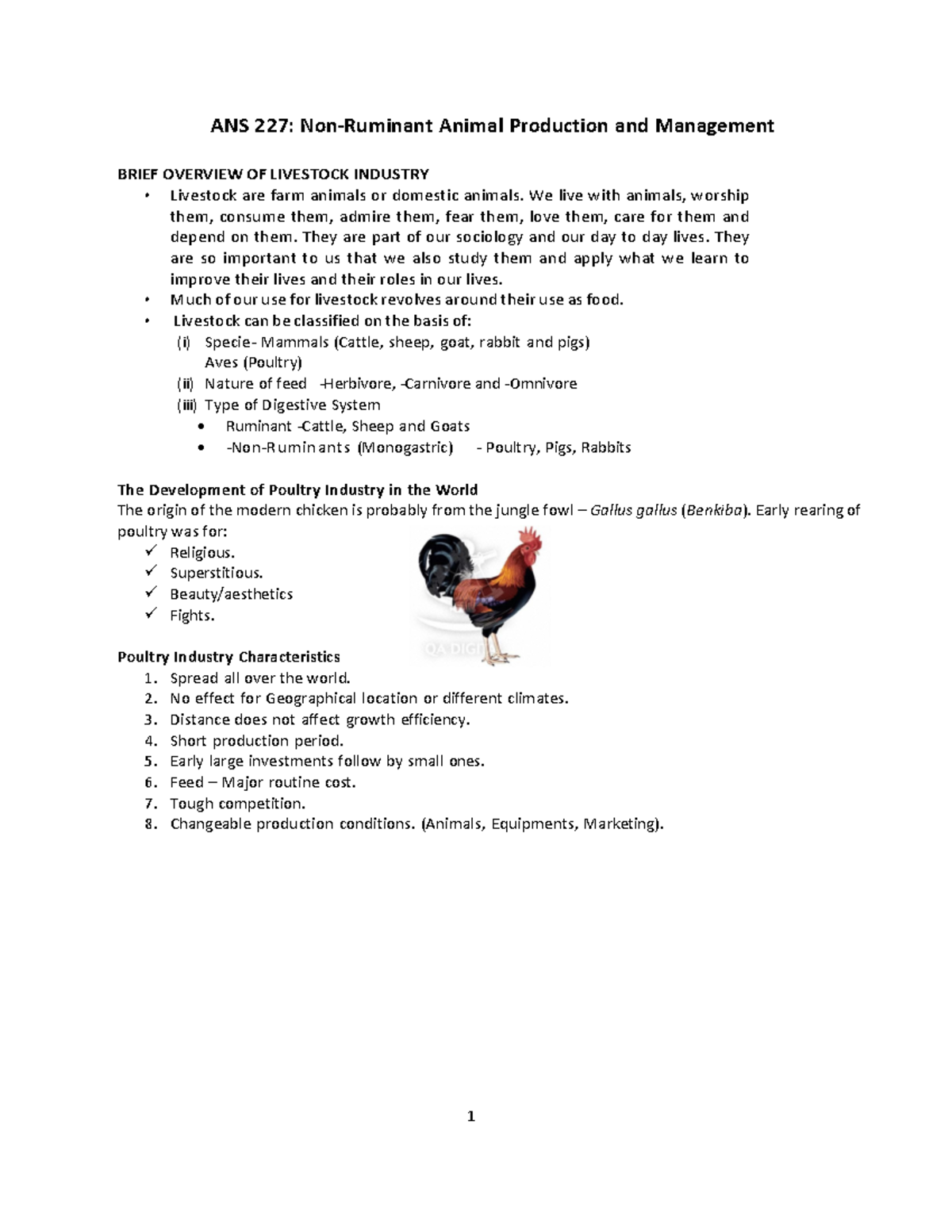 ANS 227: Poultry Production and Management Overview - Studocu