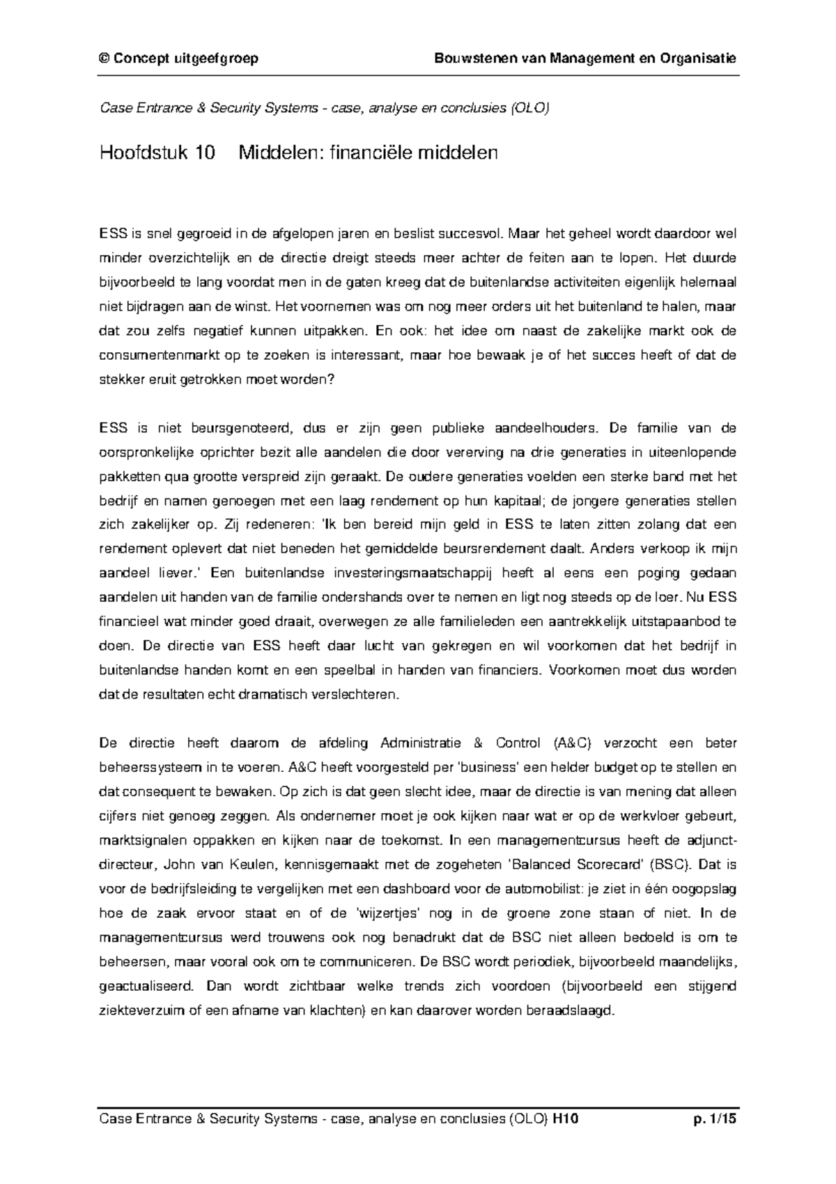 BMO - H10 - Balanced Scorecard voor ESS: Analyse en Aanbevelingen ...