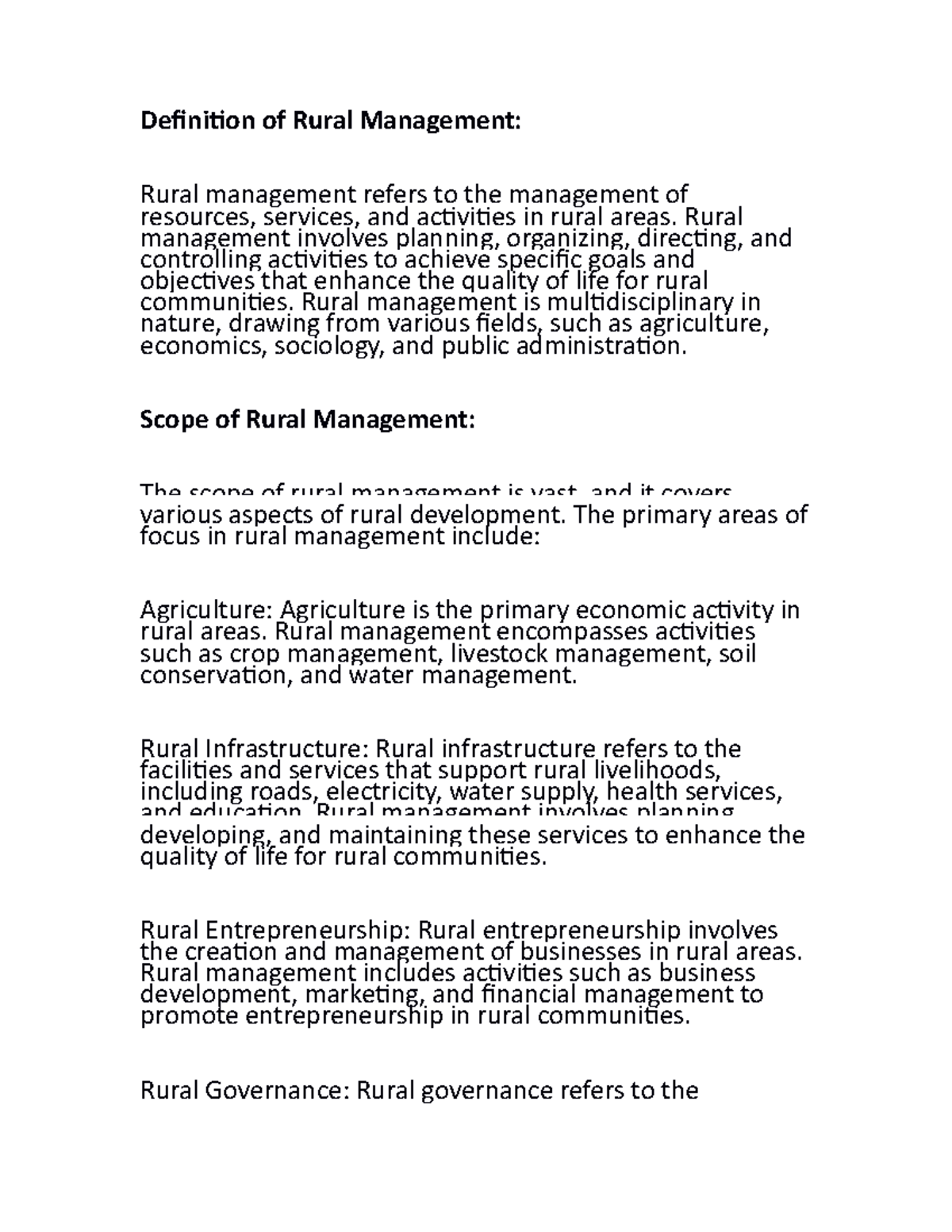 Defining Rural Management: Scope, Importance & Development Insights ...