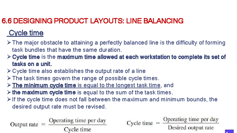 Chapter 6: Designing Product Layouts & Line Balancing (Final Exam ...