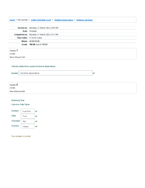 UGRD-ITE6100A Fundamentals of Database Prelim Quiz 1 - Studocu