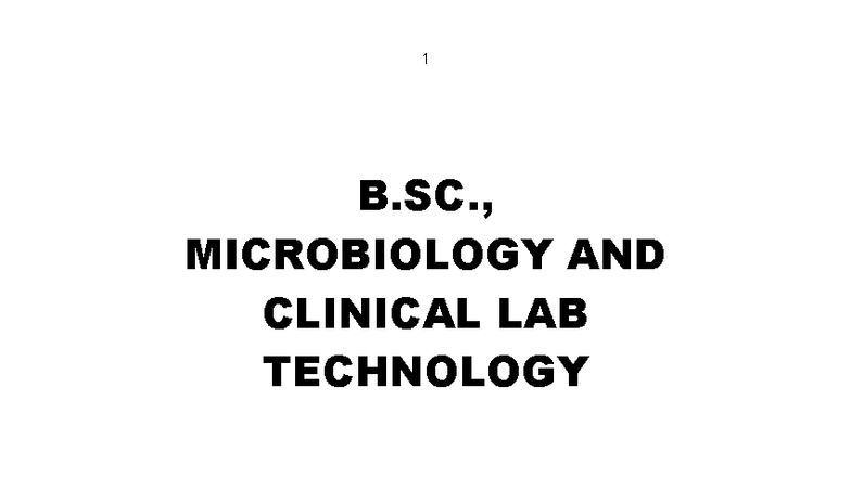 B.Sc. Microbiology & Clinical Lab Technology Syllabus Overview - Studocu