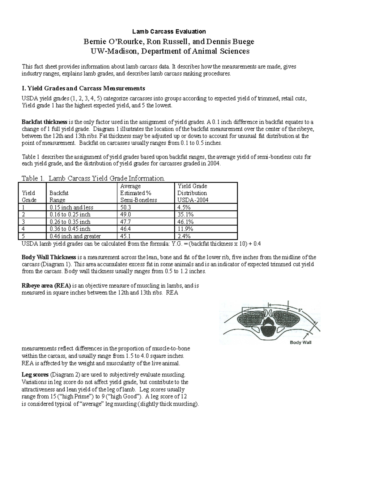Lamb Carcass Evaluation: Grades, Measurements & Ranking Procedures ...