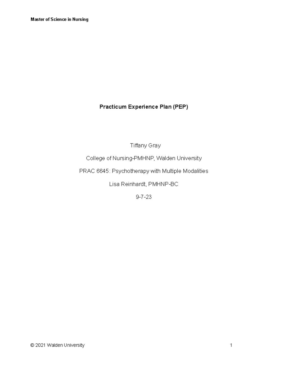 Practicum Experience Plan for PRAC 6645 - Psychotherapy Approaches - Studocu