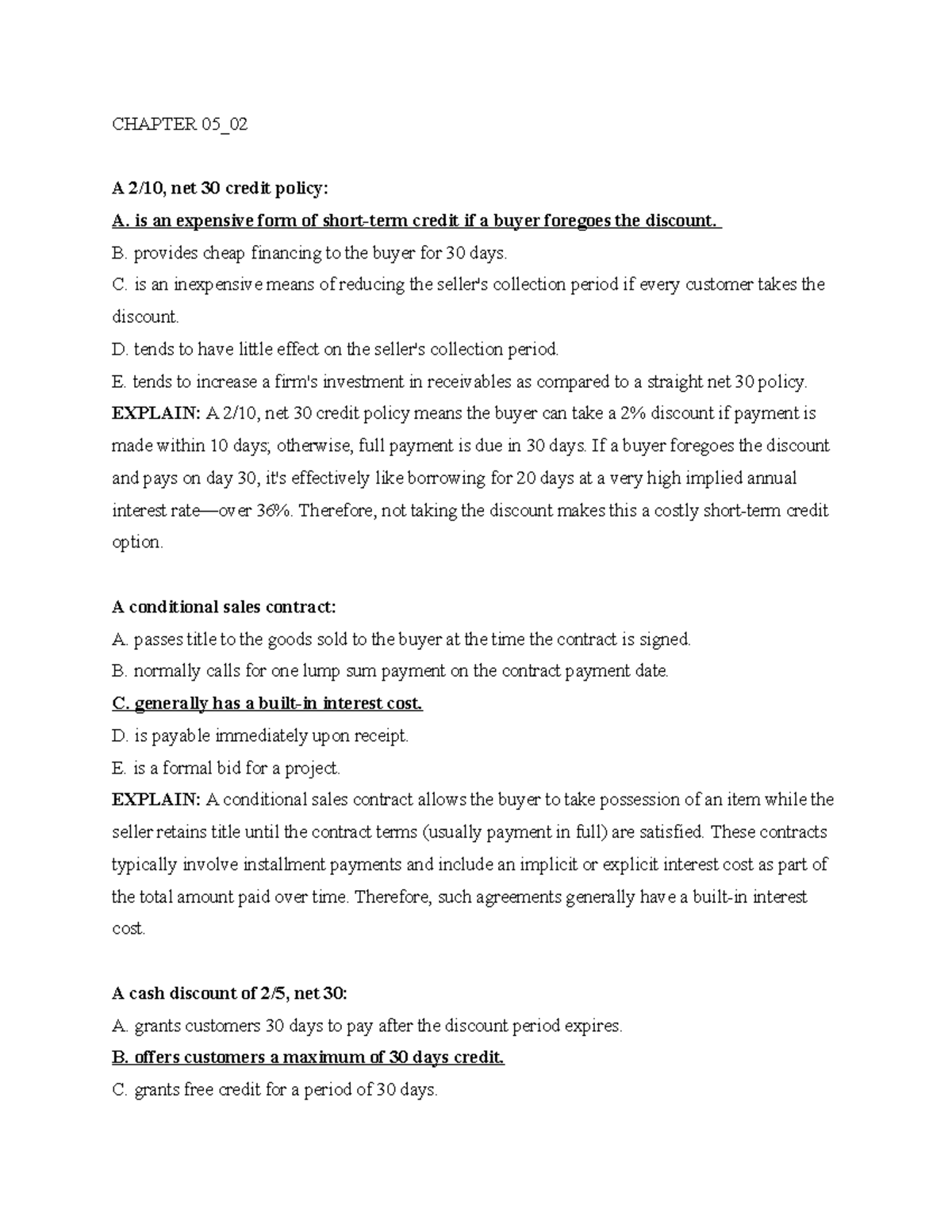 [CF] Chapter 05: Understanding Credit Policies and Inventory Management ...