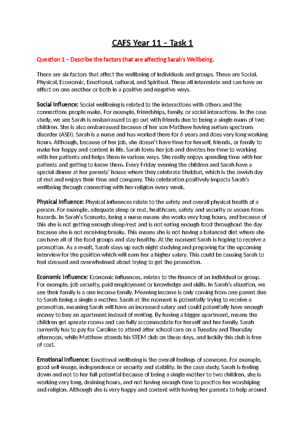 CAFS Year 11 - Task 1: Wellbeing Factors & Resource Access Analysis ...