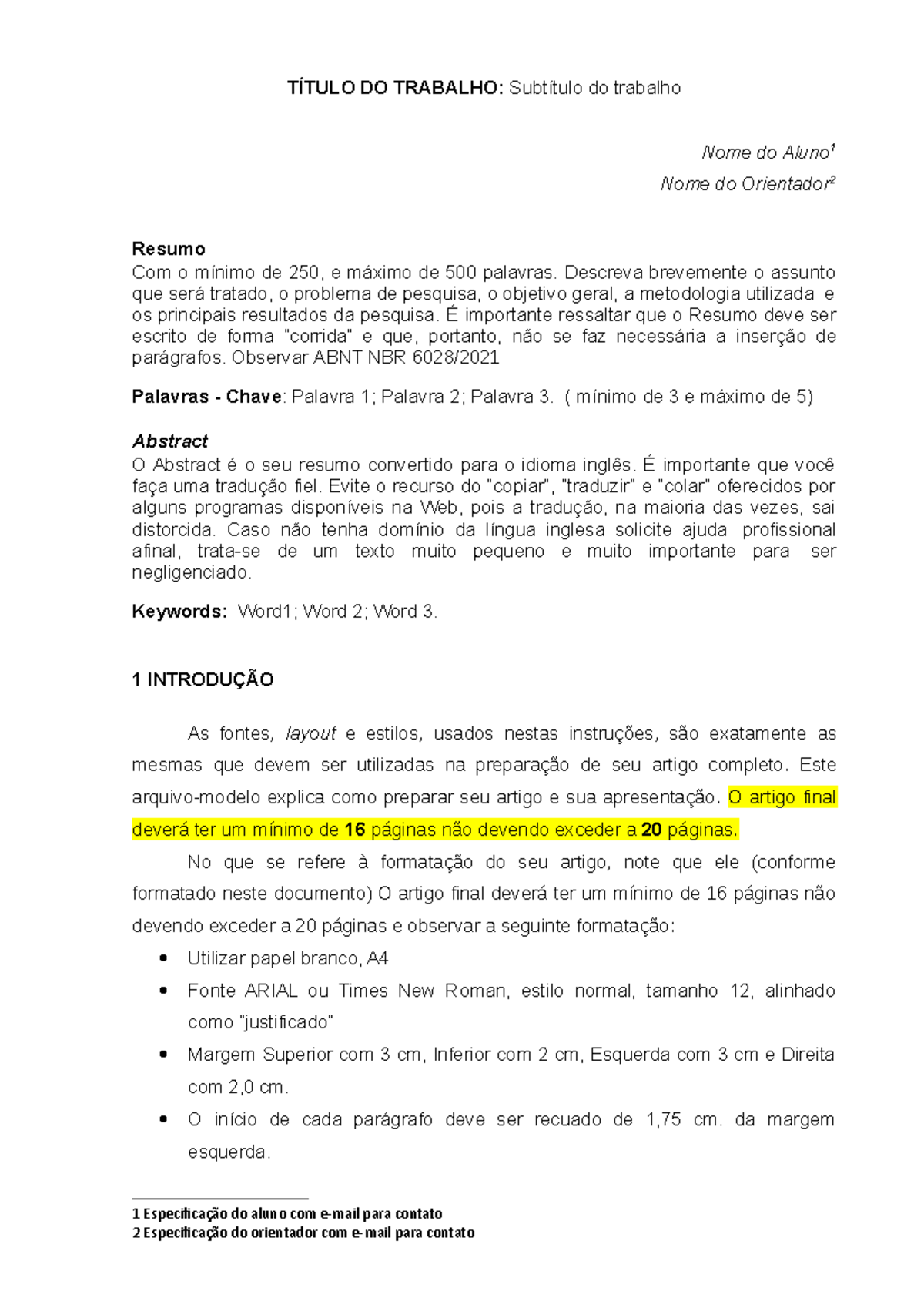Modelo de TCC formato artigo(Revisão Teorica ou Empírico) - TÍTULO DO ...