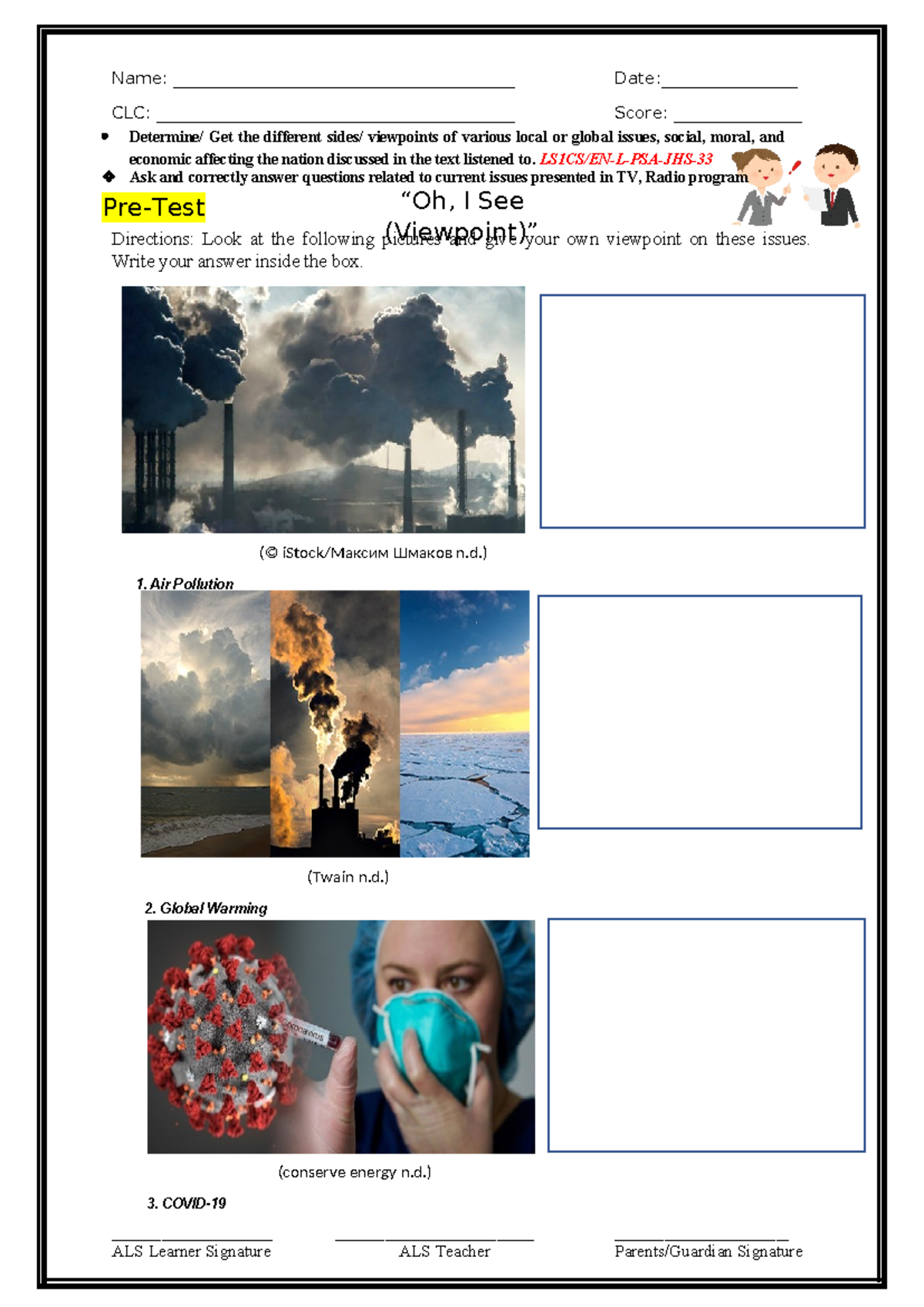 LS1CS/EN-L-PSA-JHS Worksheets: Understanding Viewpoints on Global ...